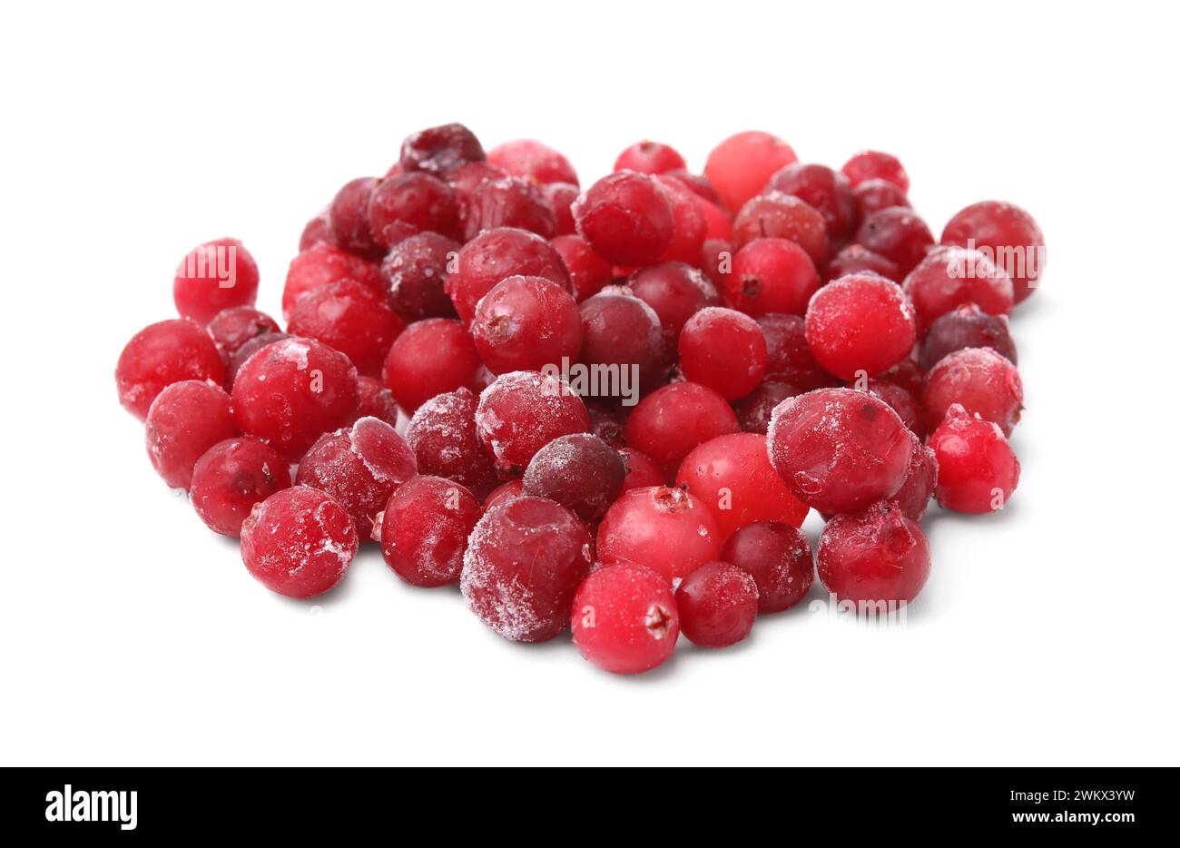 Pile of frozen red cranberries isolated on white Stock Photo - Alamy