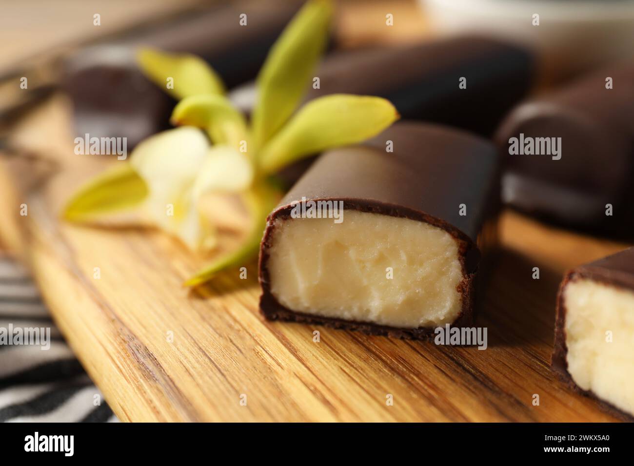 Glazed vanilla curd cheese bars on table, closeup Stock Photo - Alamy