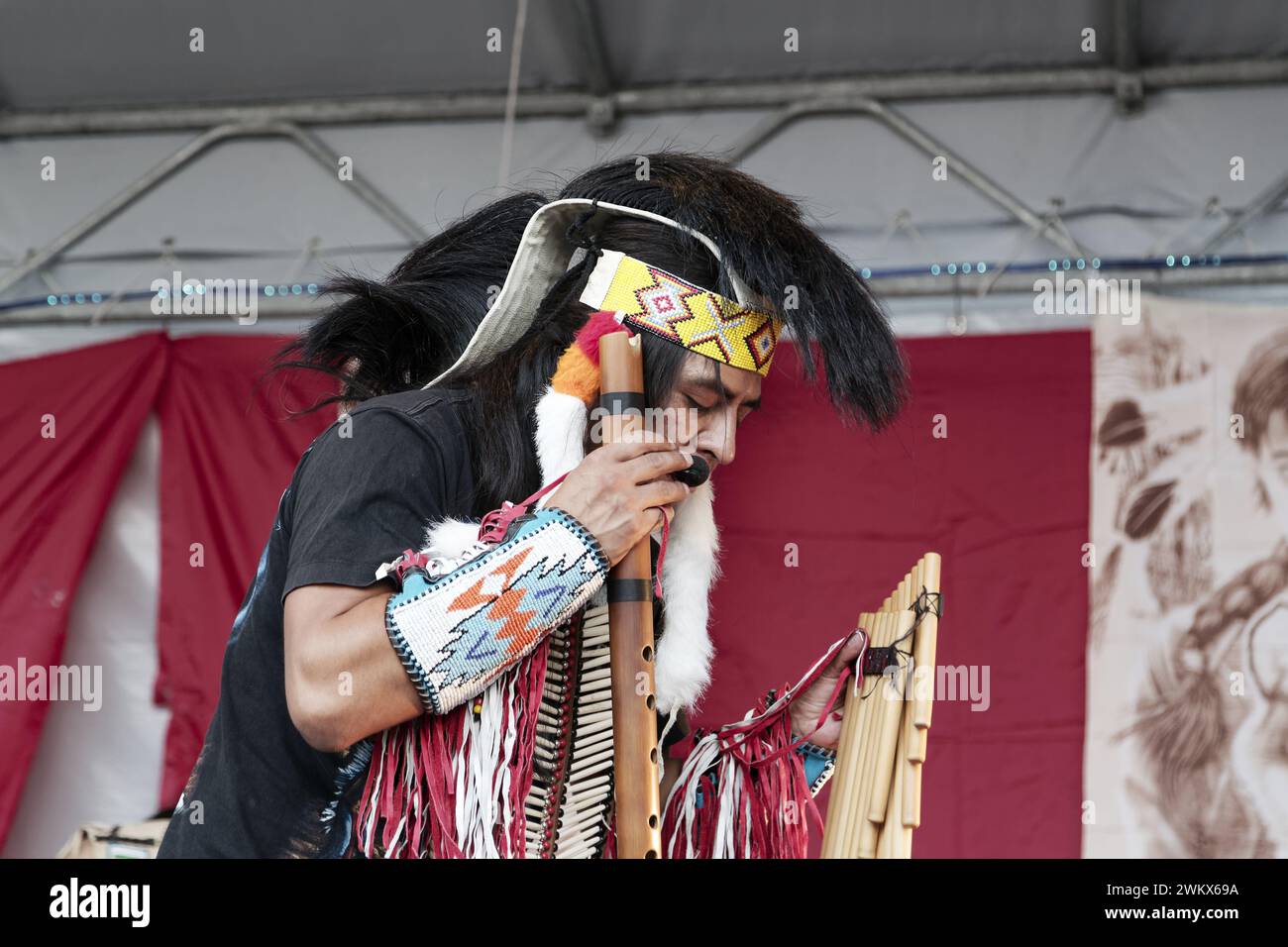 La Courneuve, France. 13th Sept, 2014. Peruvians perform on stage at ...