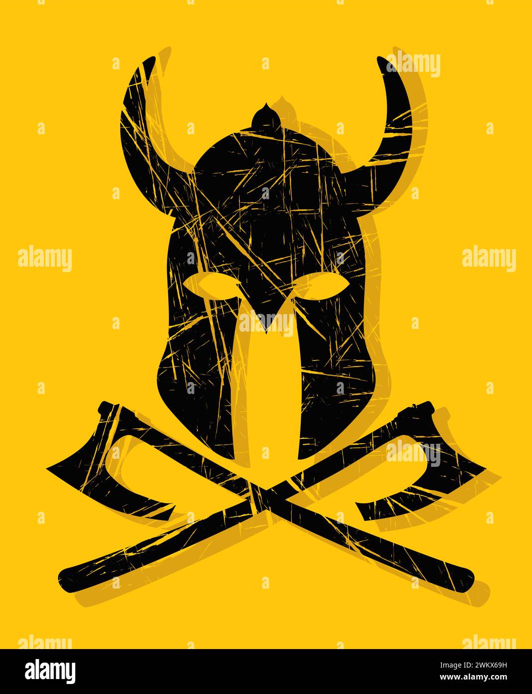 Viking helmet and axe symbol, vector grunge effect Stock Vector Image ...