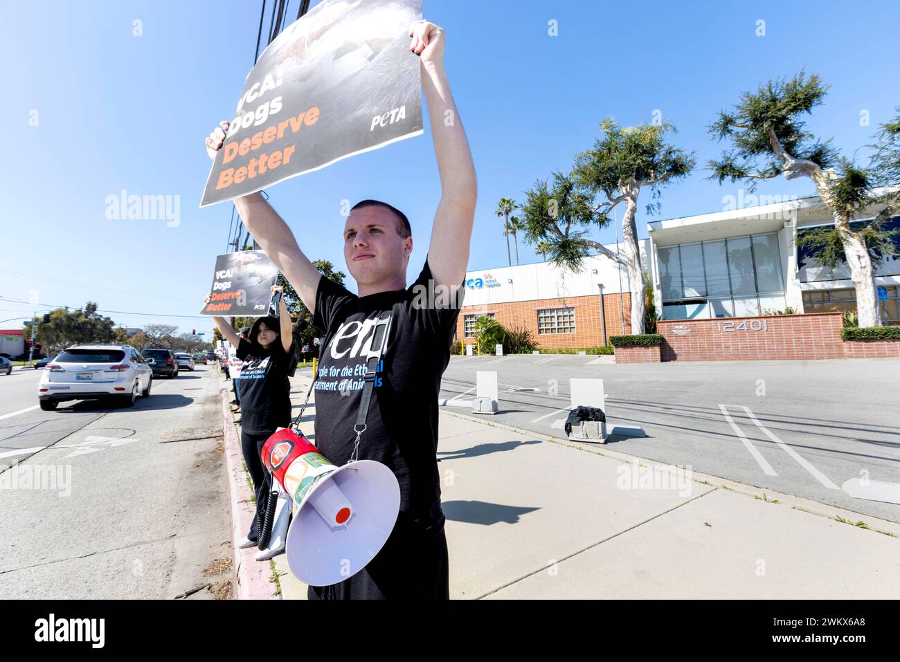 Los Angeles, California, USA. 22nd Feb, 2024. Mason Melito protests ...
