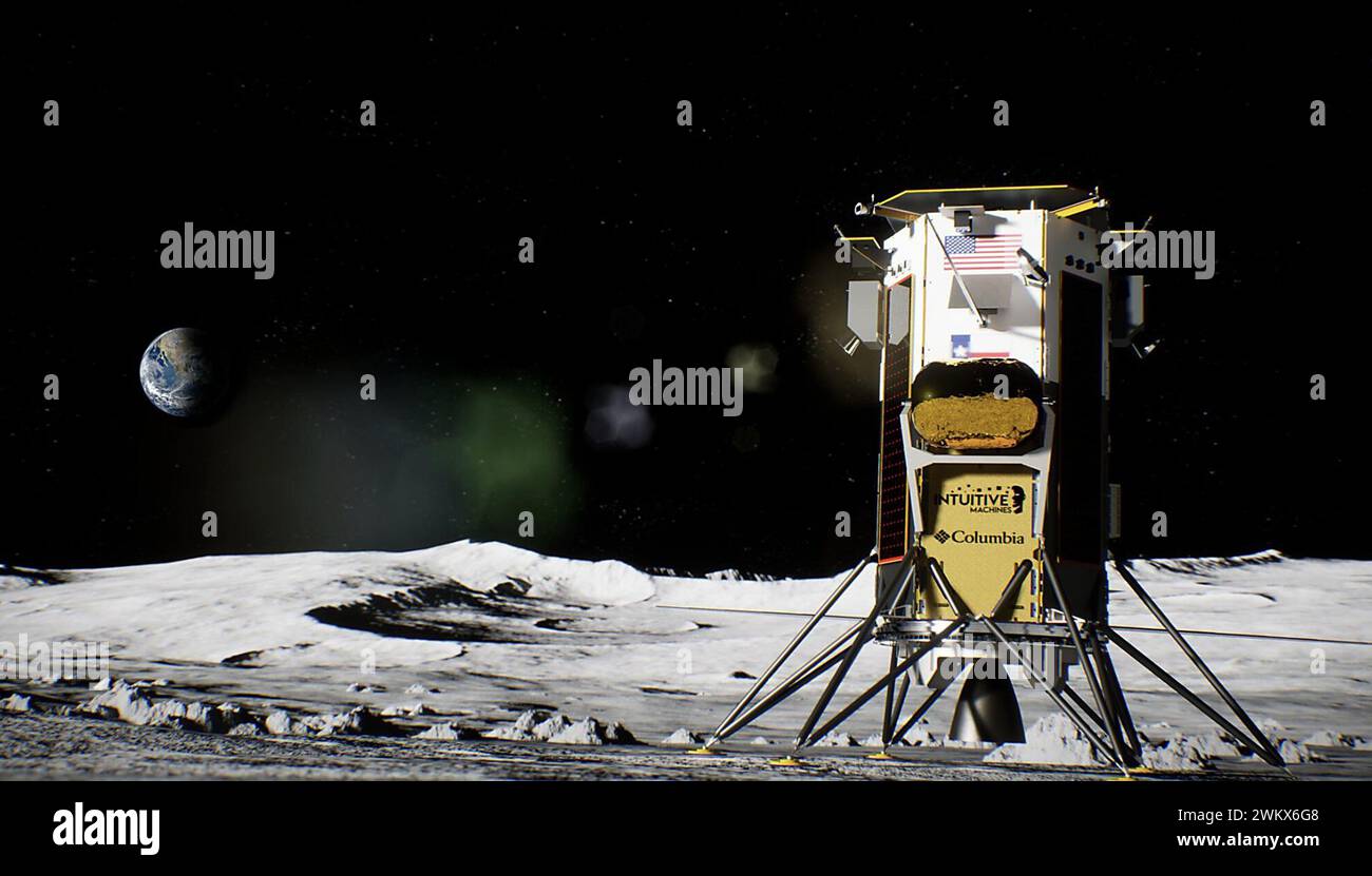 Moon, Moon, Outer Space. 22nd Feb, 2024. An artist's rendering of the Odysseus spacecraft after ...