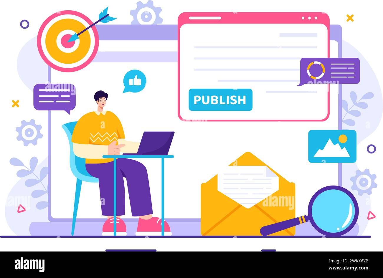 Digital Publishing Content Blog Marketing Writing Vector Illustration ...