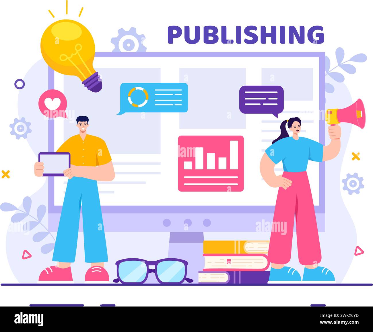 Digital Publishing Content Blog Marketing Writing Vector Illustration ...