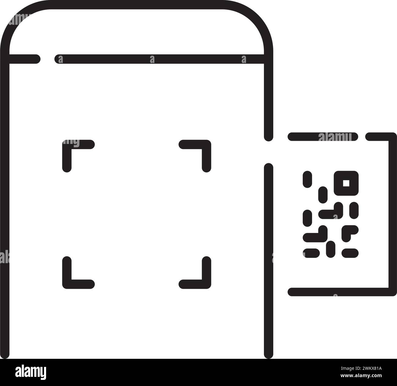 Scanning qr code with smartphone. Contactless access. Pixel perfect, editable stroke icon Stock ...