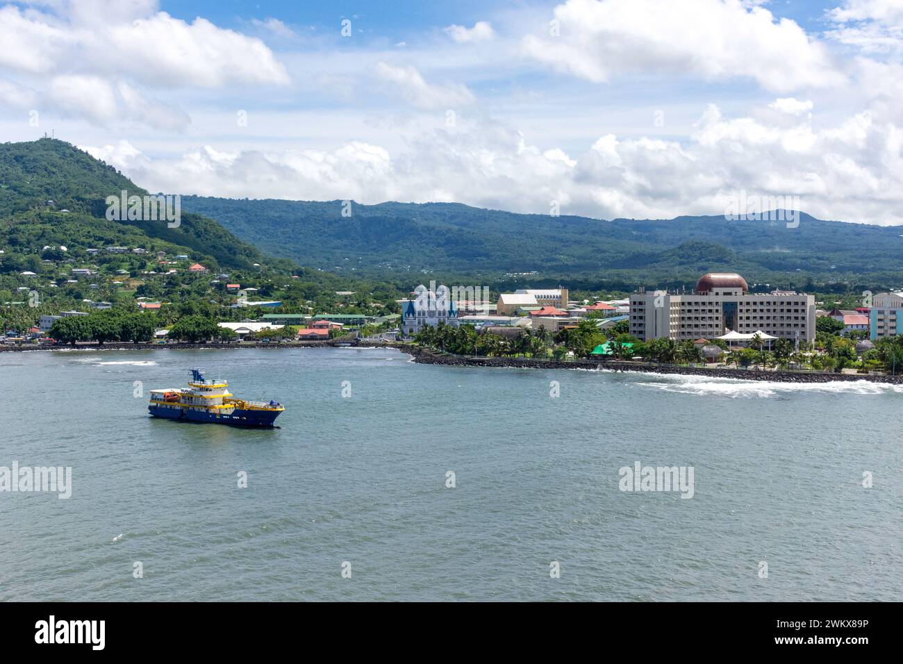 City waterfront from cruise ship terminal, Apia Harbour, Apia, Upolu ...