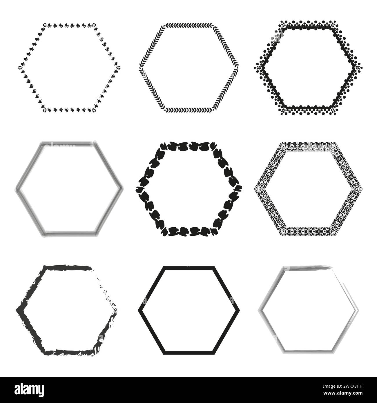 Collection of hexagonal shapes, perfect for modern design applications ...