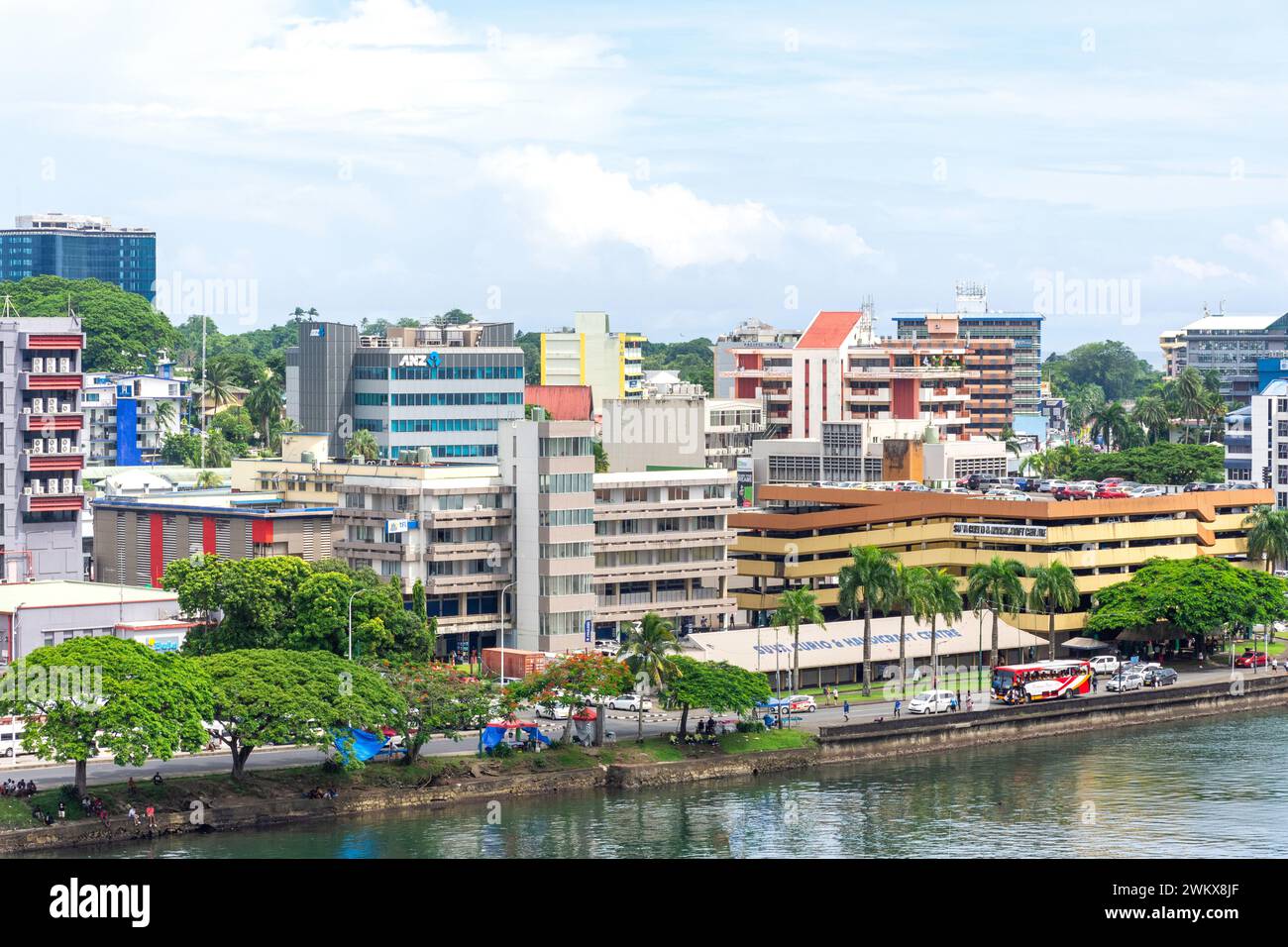 View of city and waterfront, Suva, Viti Levu, Republic of Fiji Stock ...