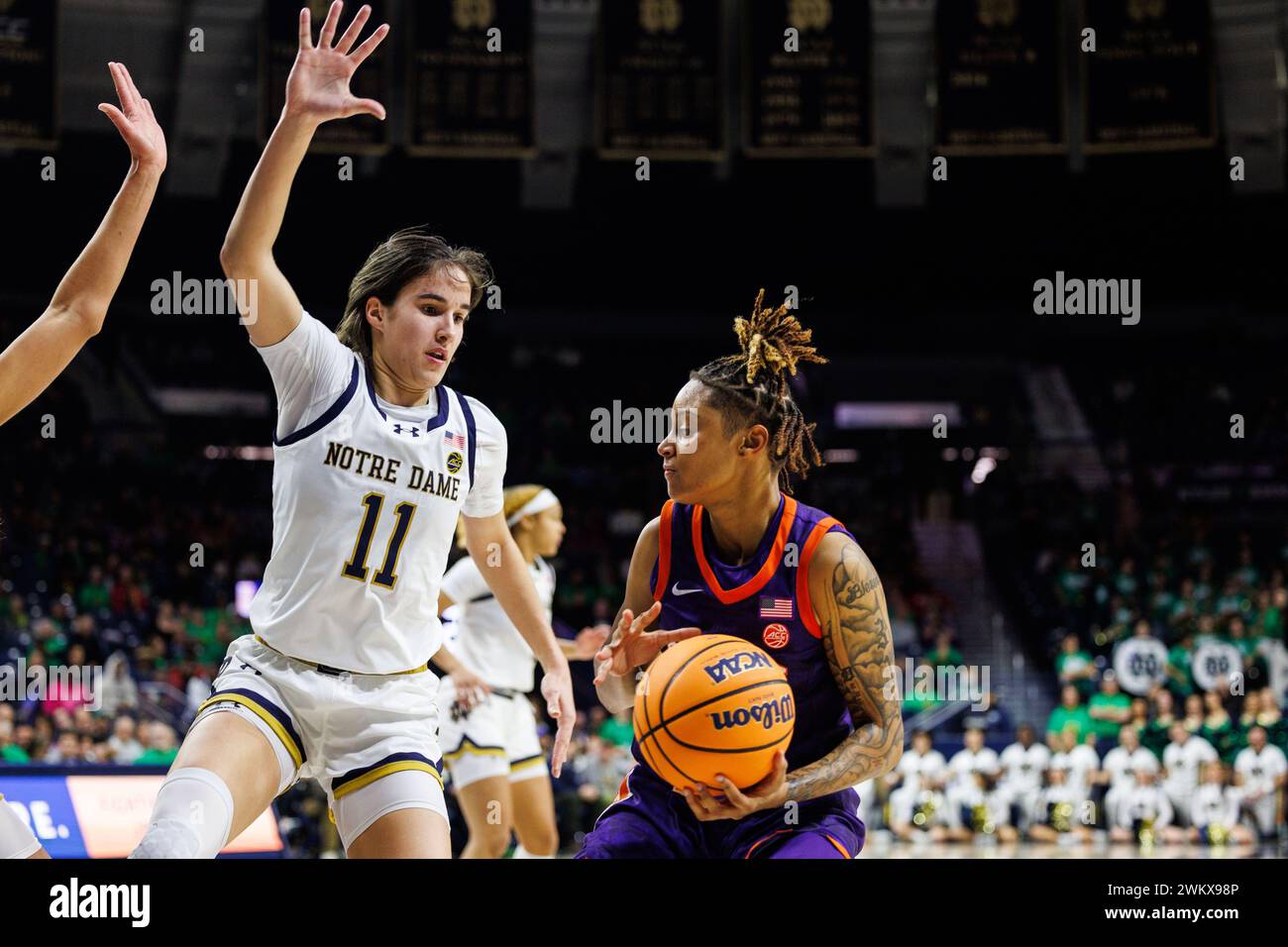 South Bend, Indiana, USA. 22nd Feb, 2024. Clemson guard Ruby Whitehorn ...