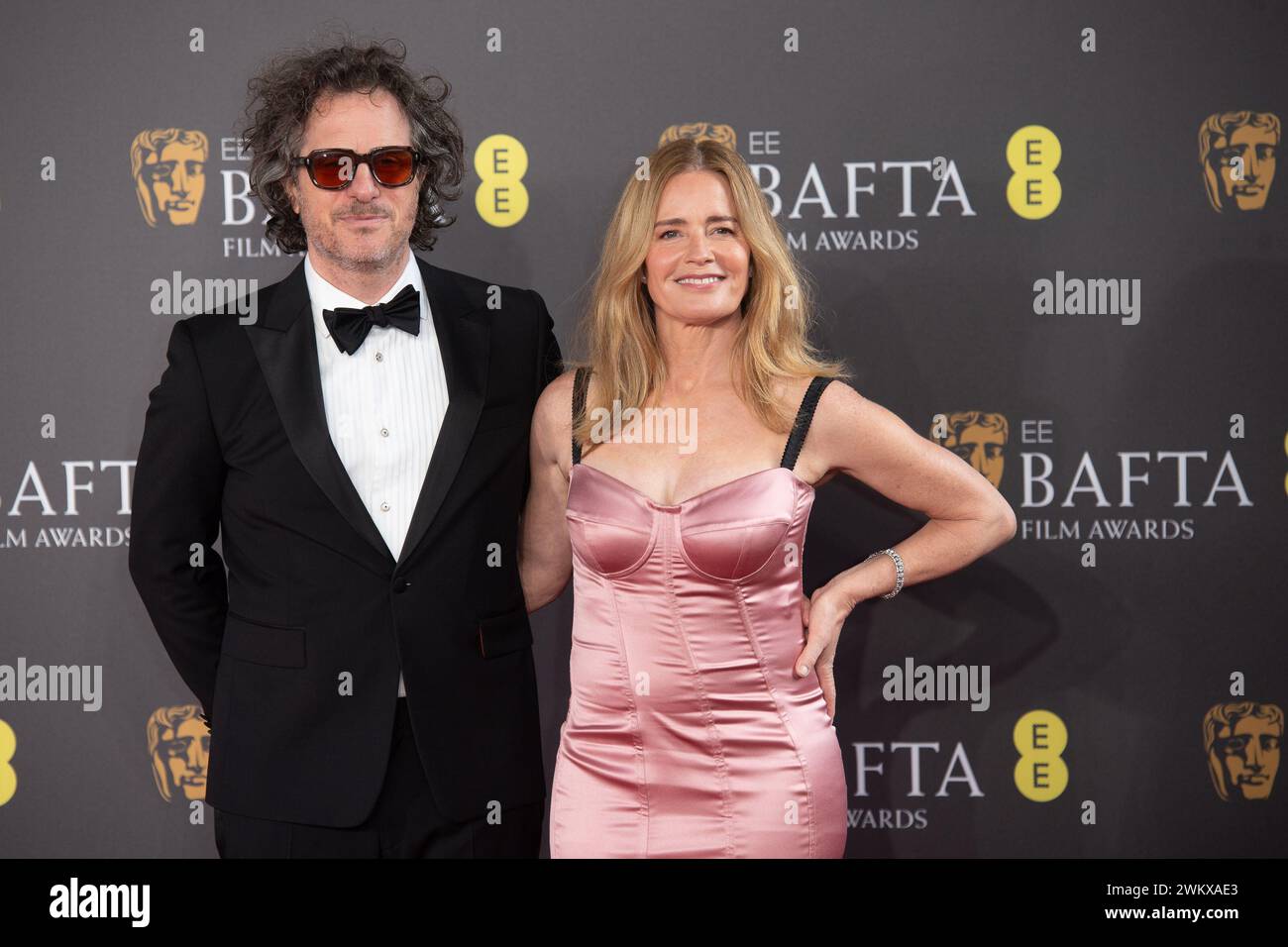 London, UK. 18 Feb, 2024. Pictured: Elizabeth Shue, husband Davis ...