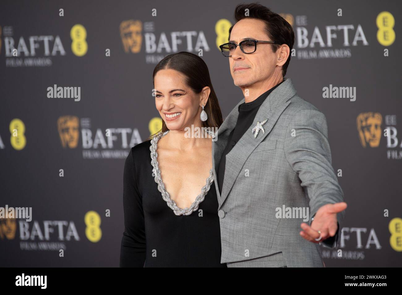 London, UK. 18 Feb, 2024. Pictured: Robert Downey Jr and wife Susan ...
