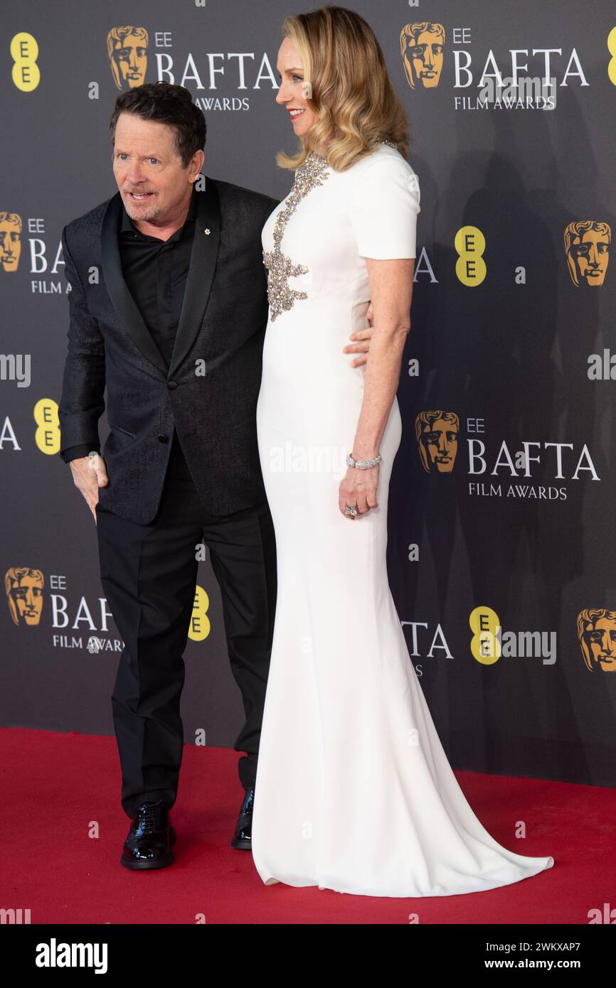 London, UK. 18 Feb, 2024. Pictured: Michael J. Fox and wife Tracy ...