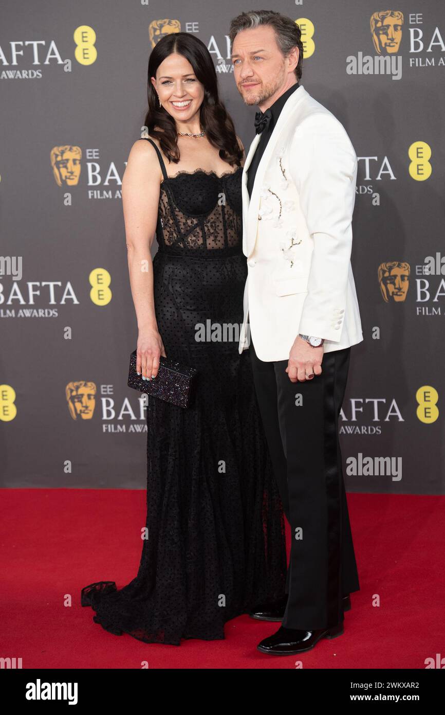 London, UK. 18 Feb, 2024. Pictured: James McAvoy and wife Lisa Liberati ...