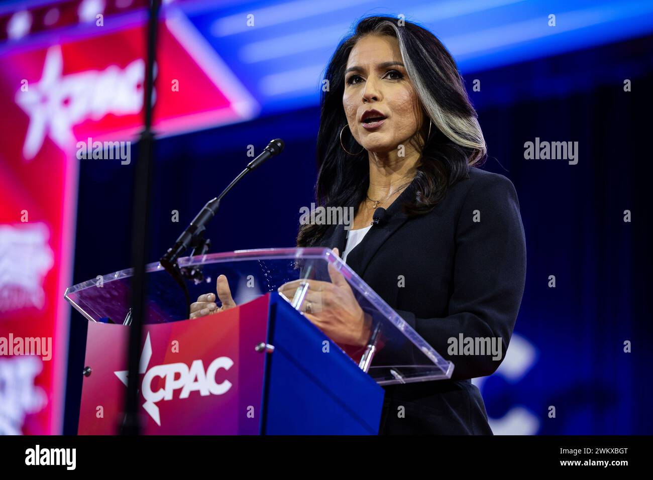 Former Hawaii congresswoman Tulsi Gabbard delivers remarks during the ...