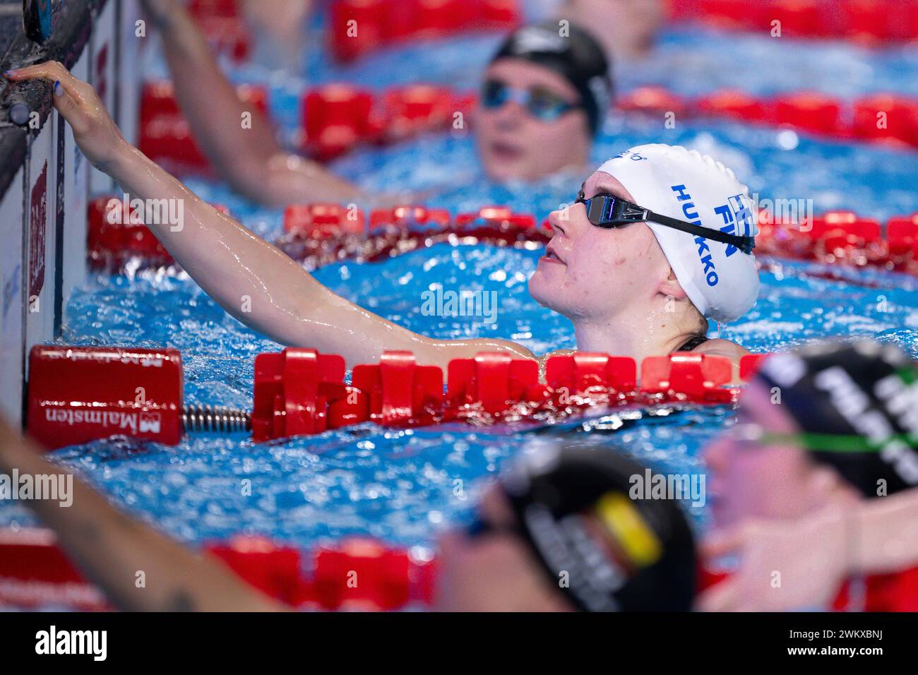 Ida Hulkko of, Finland. , . after the women's 50 meter breaststroke ...