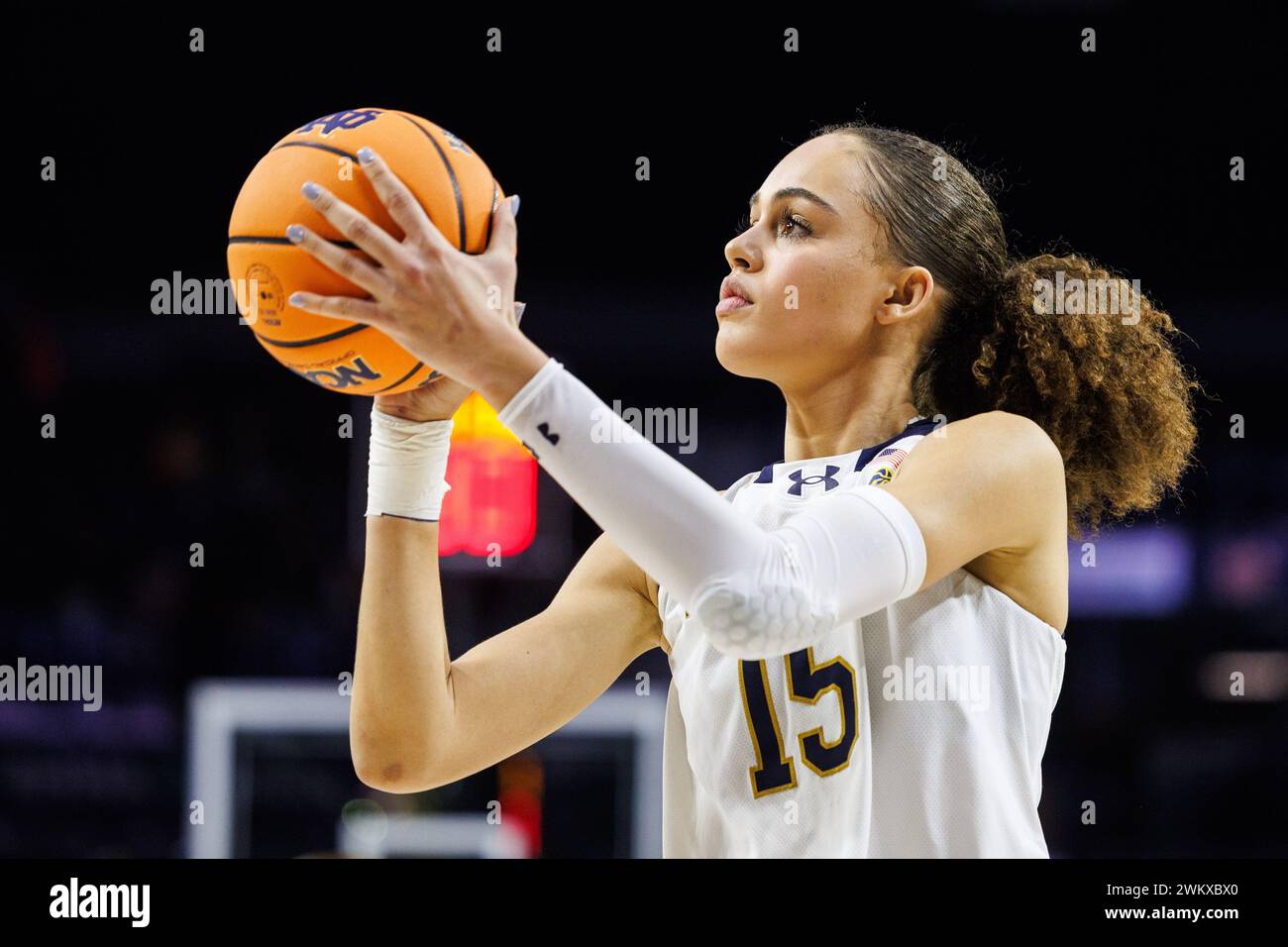 February 22, 2024: Notre Dame forward Natalija Marshall (15) shoots the ...