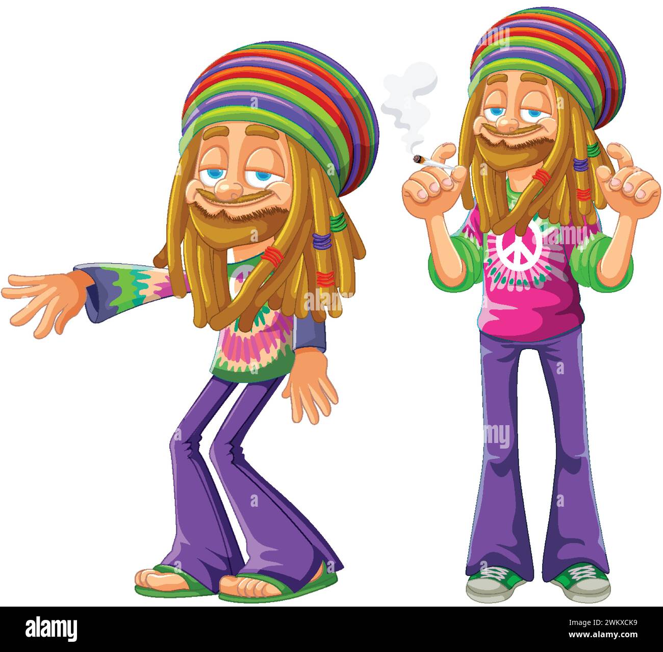 Two poses of a cheerful Rastafarian cartoon character Stock Vector ...