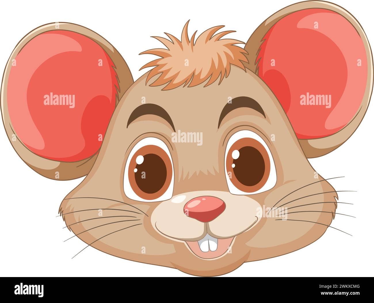 Cute, smiling mouse with large pink ears Stock Vector Image & Art - Alamy