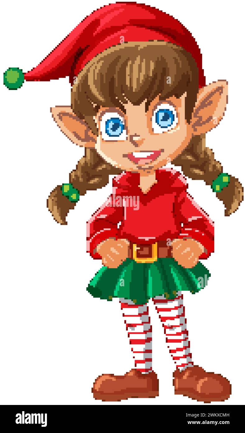 Cartoon elf dressed in traditional holiday colors Stock Vector Image ...