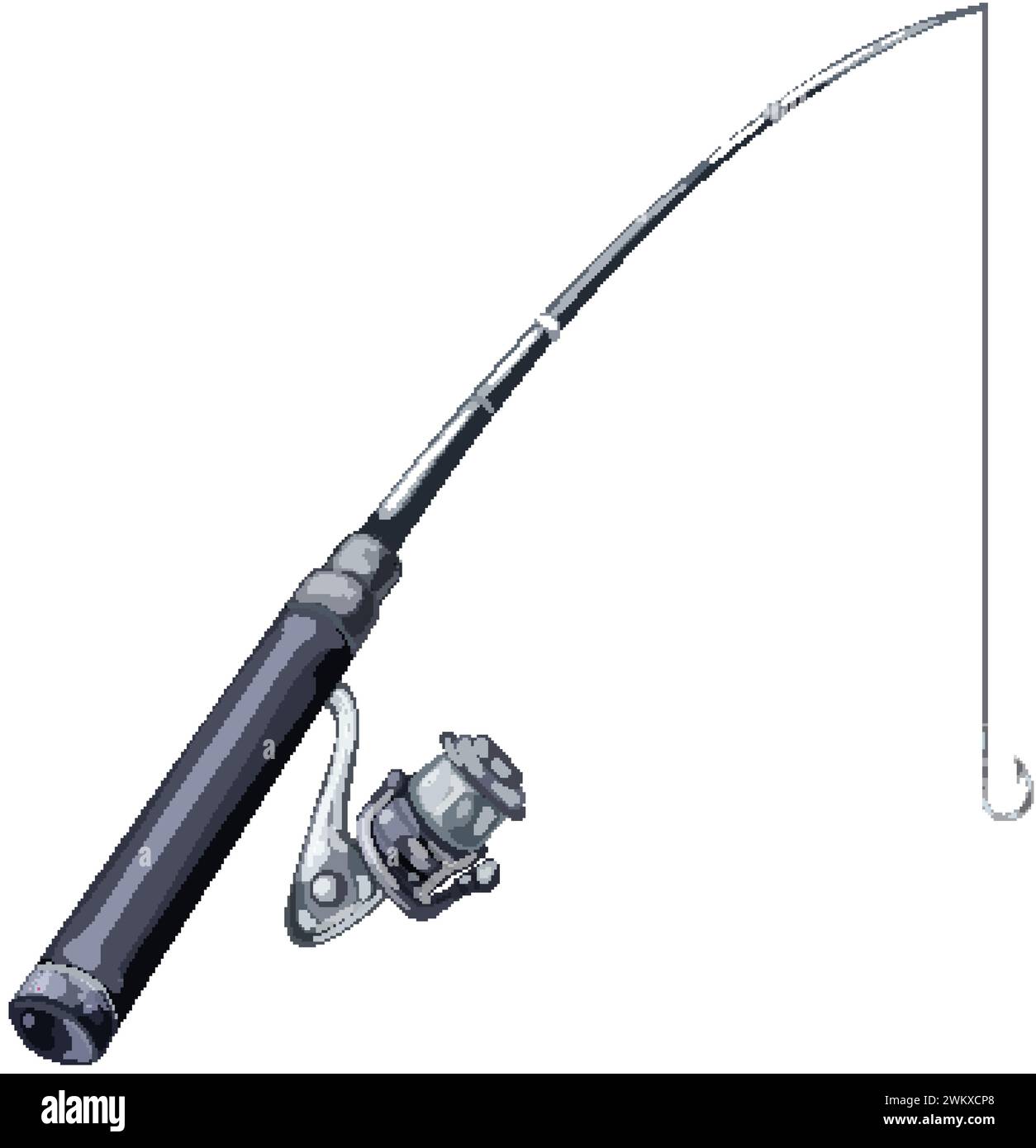 Realistic fishing rod with reel and hook graphic Stock Vector Image ...