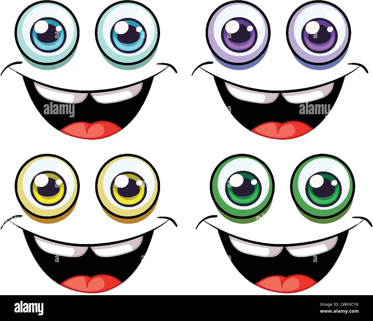 Set of cartoon eyes with various colorful expressions Stock Vector ...