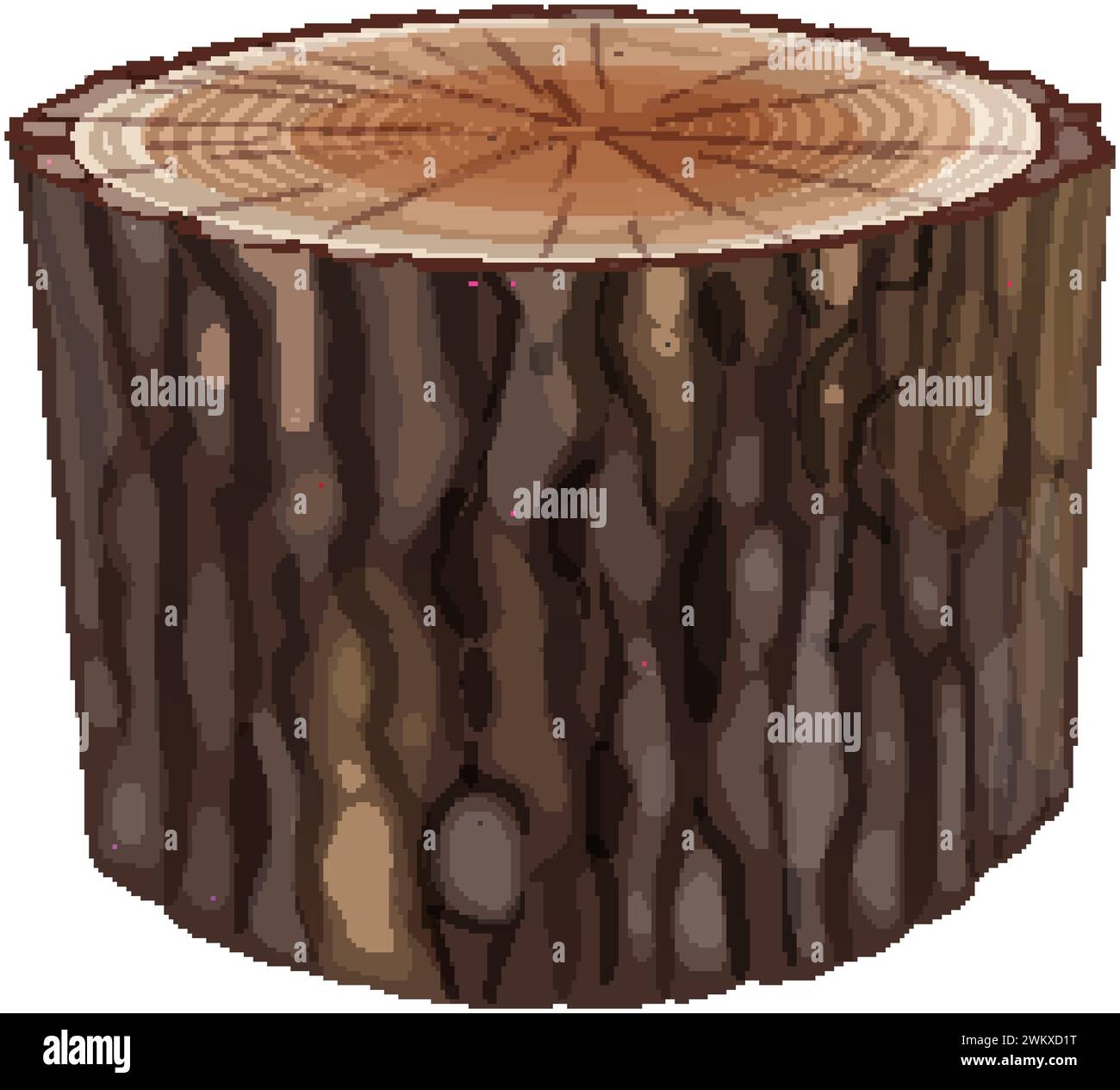 Cartoon-style tree stump with visible growth rings Stock Vector Image ...