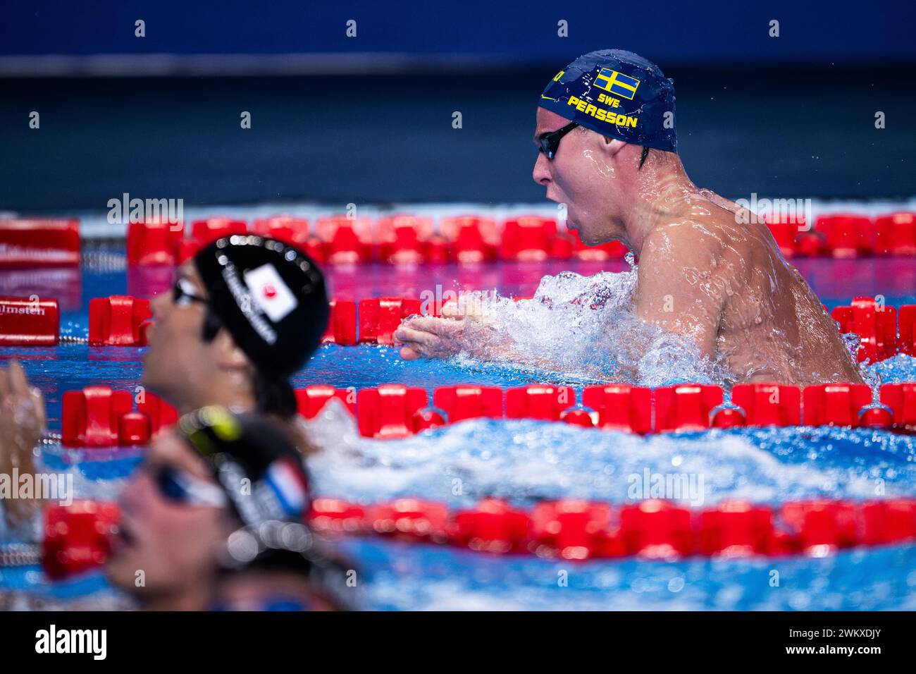 Erik Persson of, Sweden. , . competes in men's 200 meter breaststroke ...