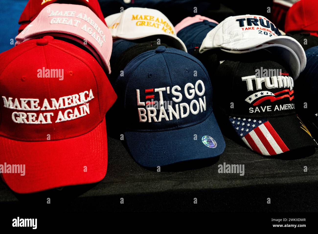 Washington, United States. 22nd Feb, 2024. Hats for sale including ones ...