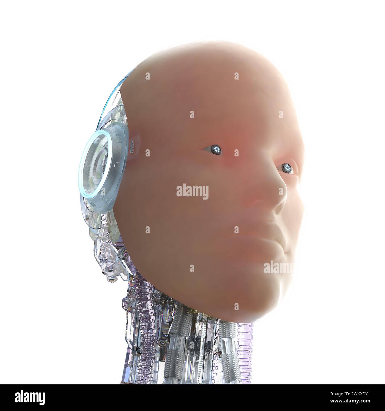 3d rendering artificial skin or human-like skin robot isolated on white ...