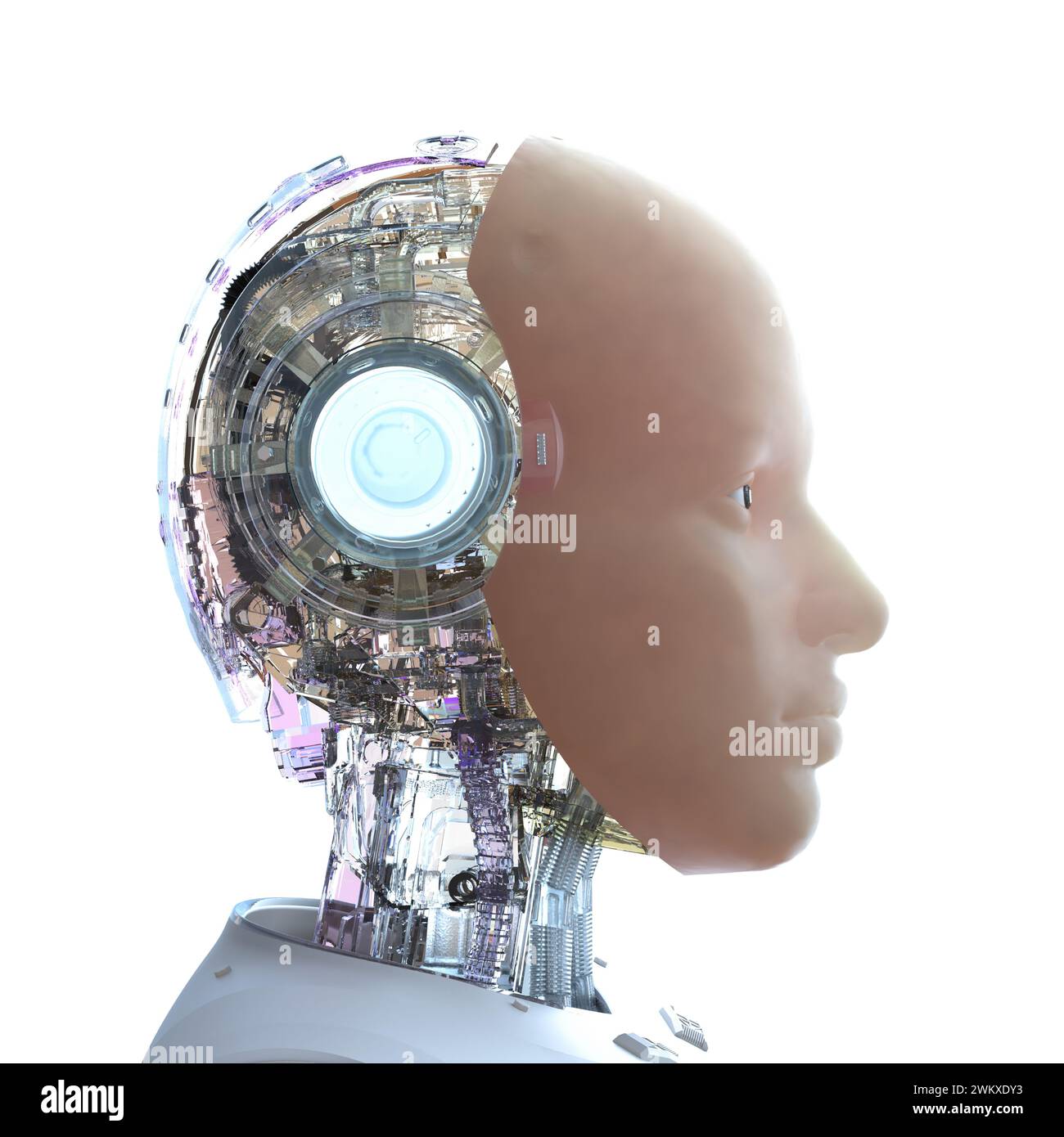 3d rendering artificial skin or human-like skin robot isolated on white ...