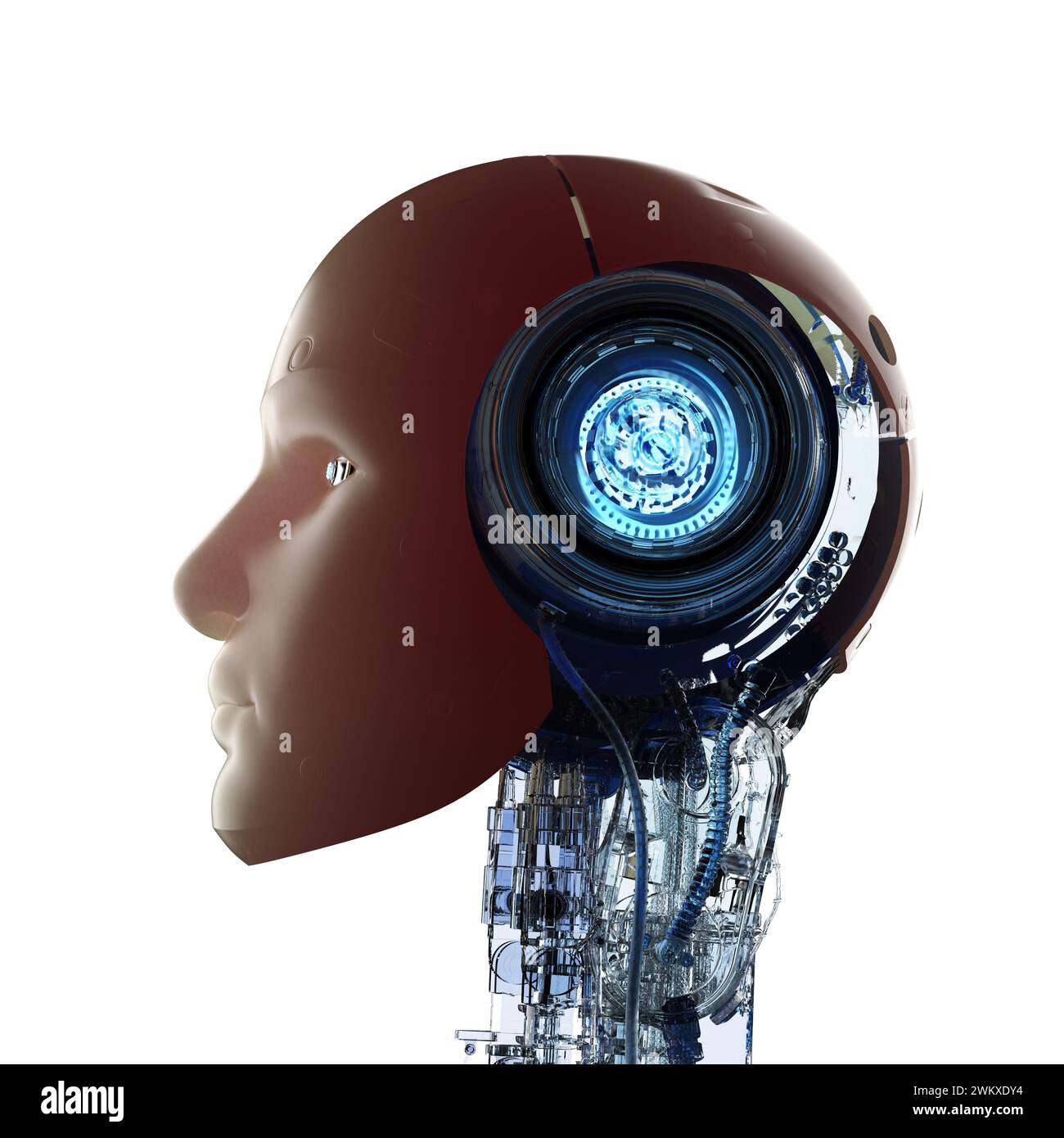 3d rendering artificial skin or human-like skin robot isolated on white ...