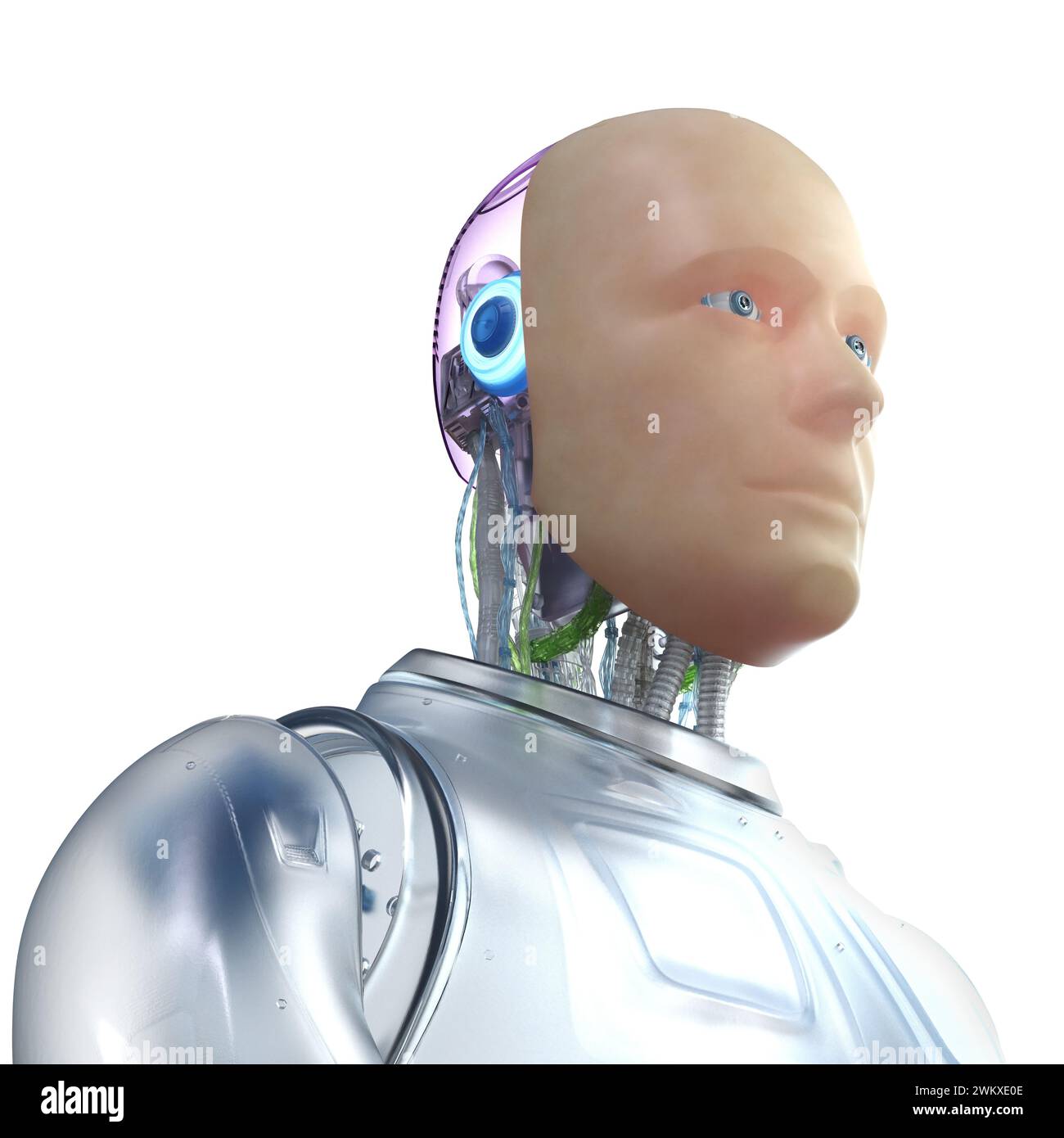 3d rendering artificial skin or human-like skin robot isolated on white ...