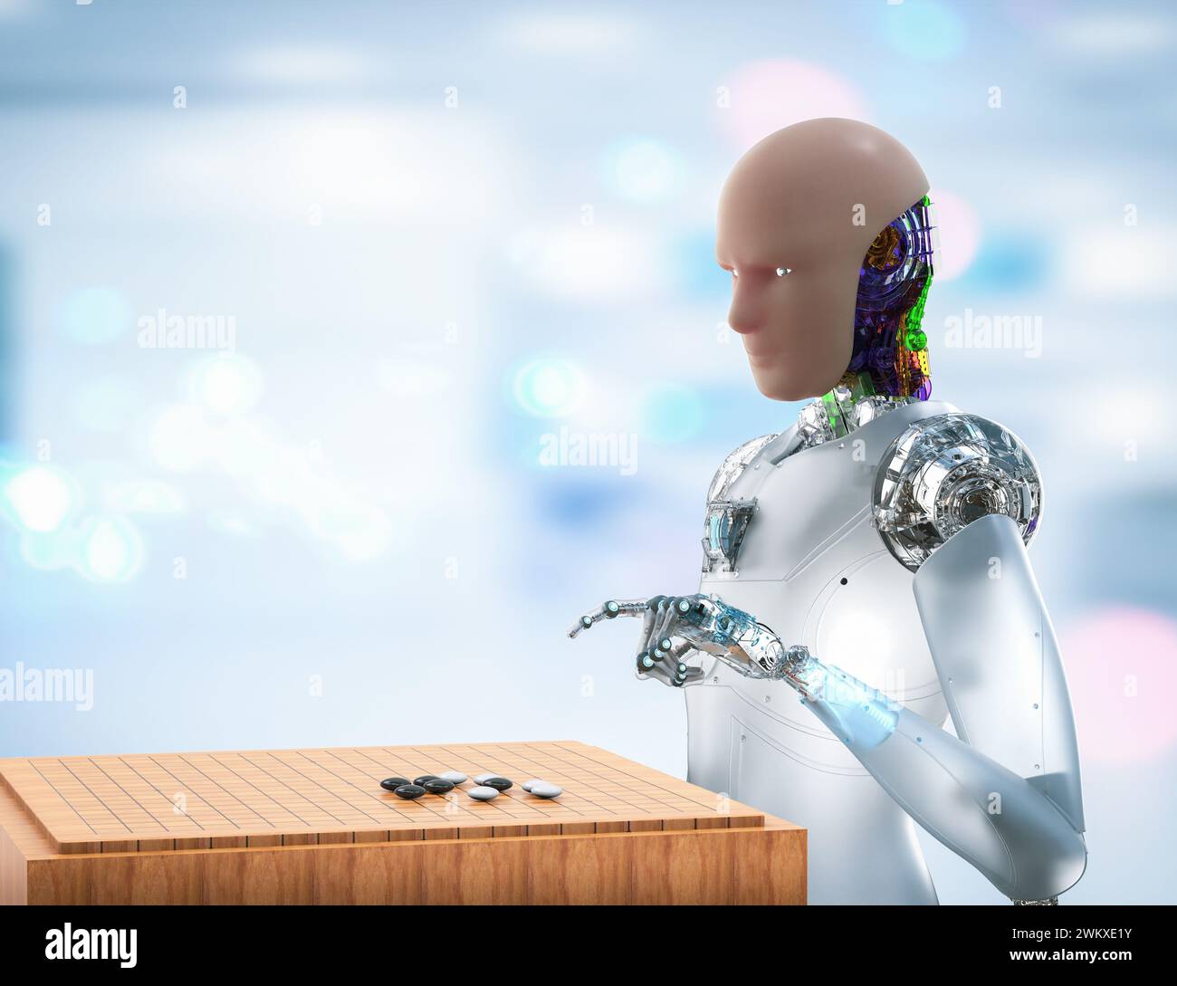 Machine learning concept with 3d rendering artificial Intelligence ...