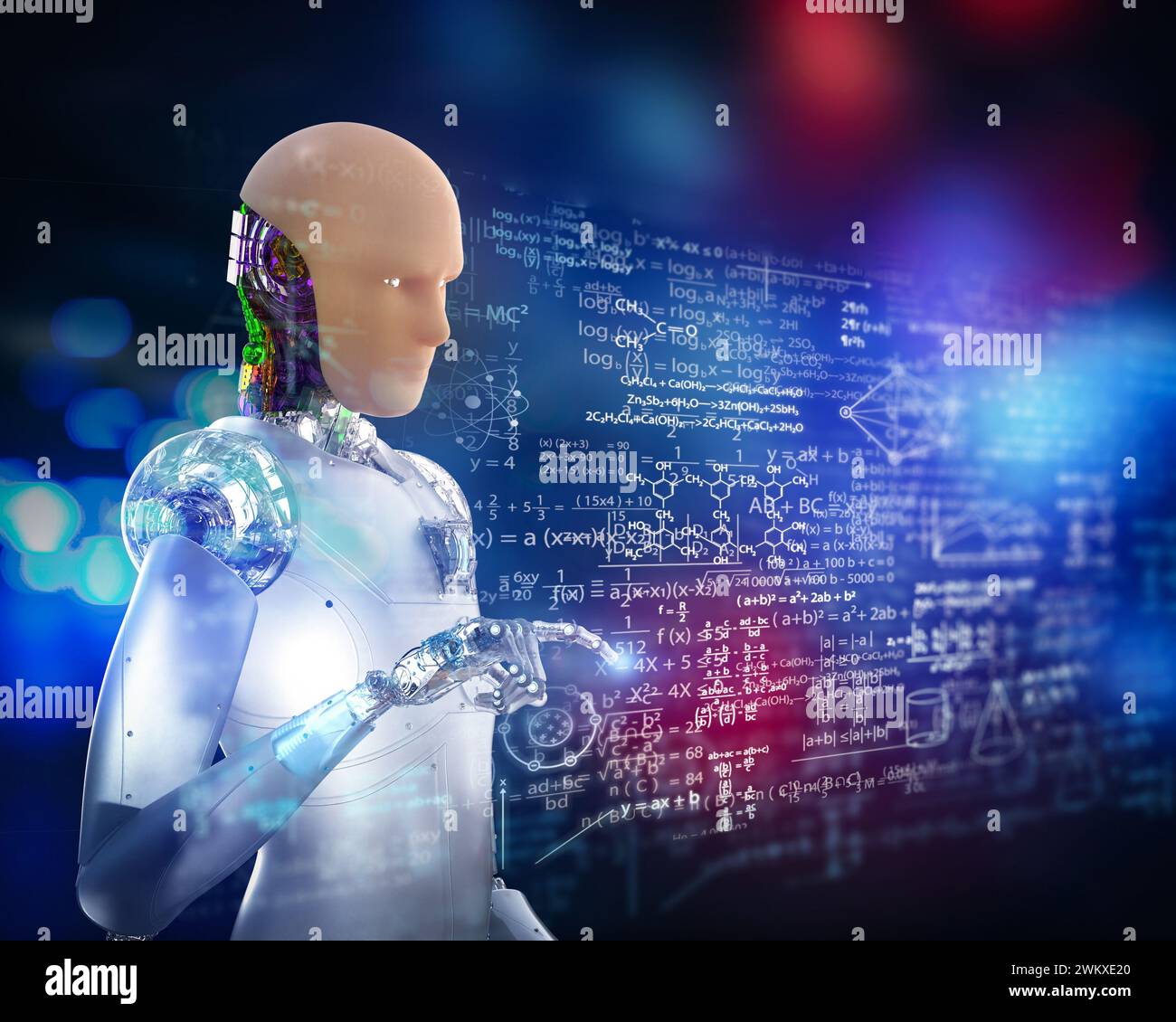 3d rendering artificial skin or human-like skin ai robot with digital ...