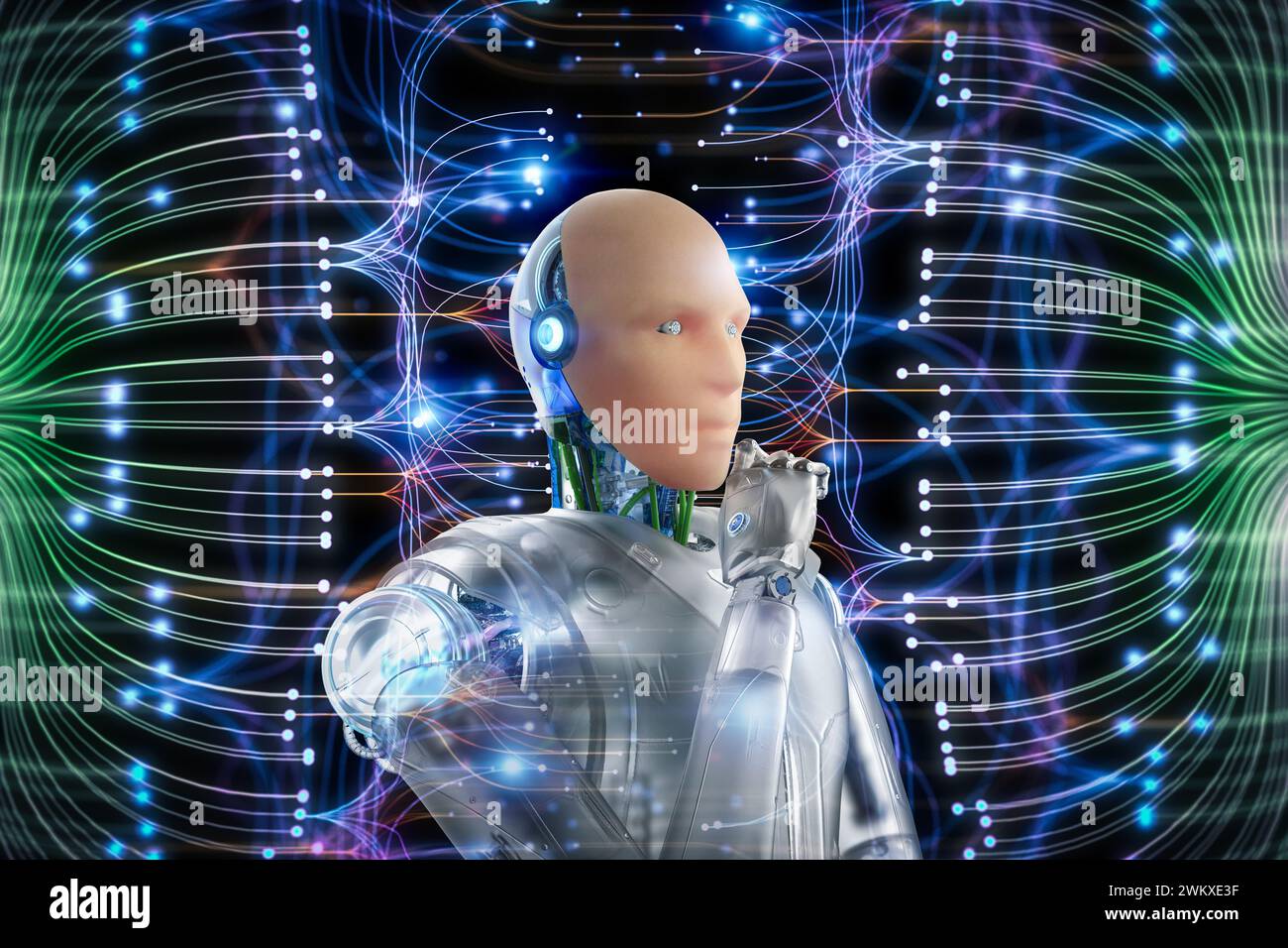 Automation data analytic with 3d rendering ai robot with digital ...