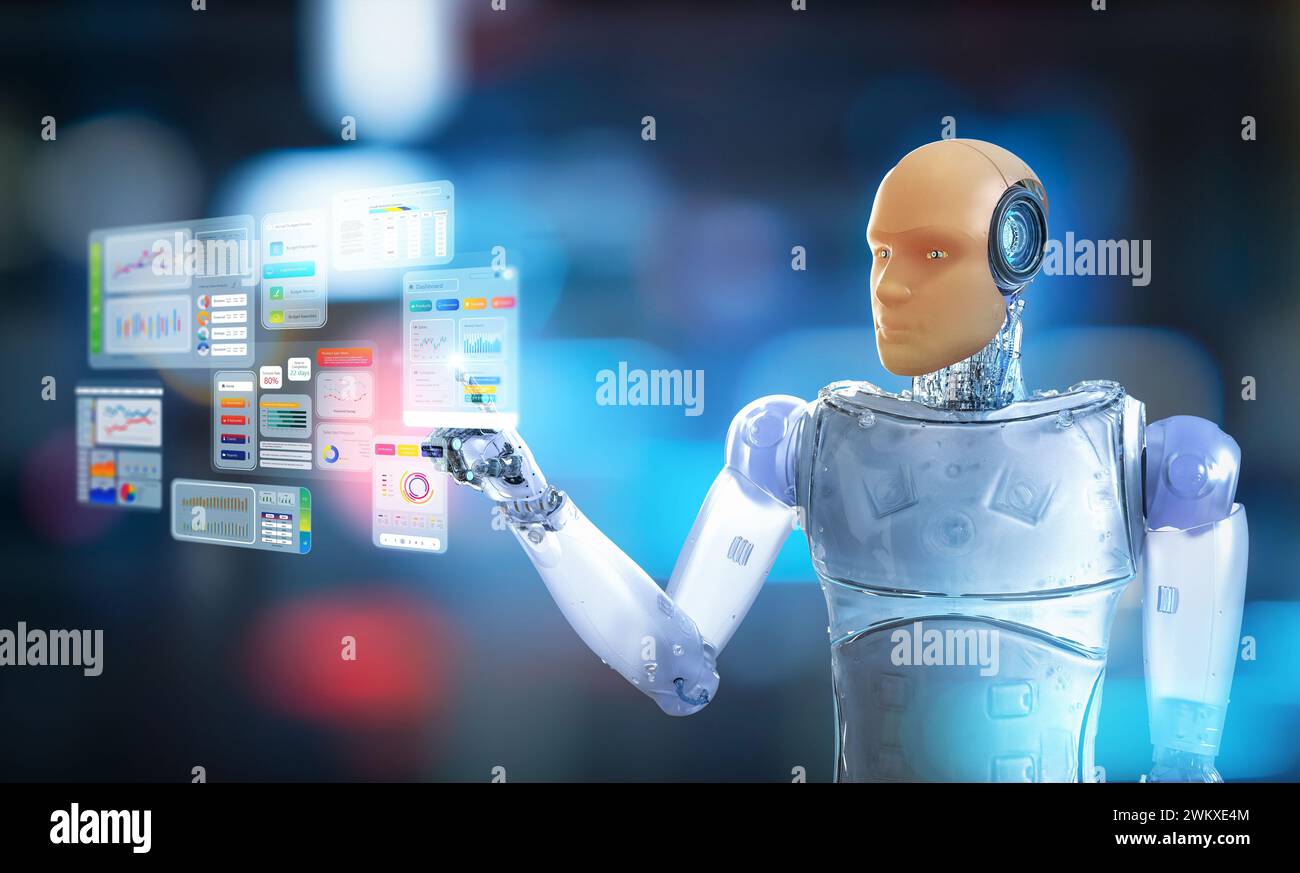 3d rendering artificial skin or human-like skin ai robot with digital ...