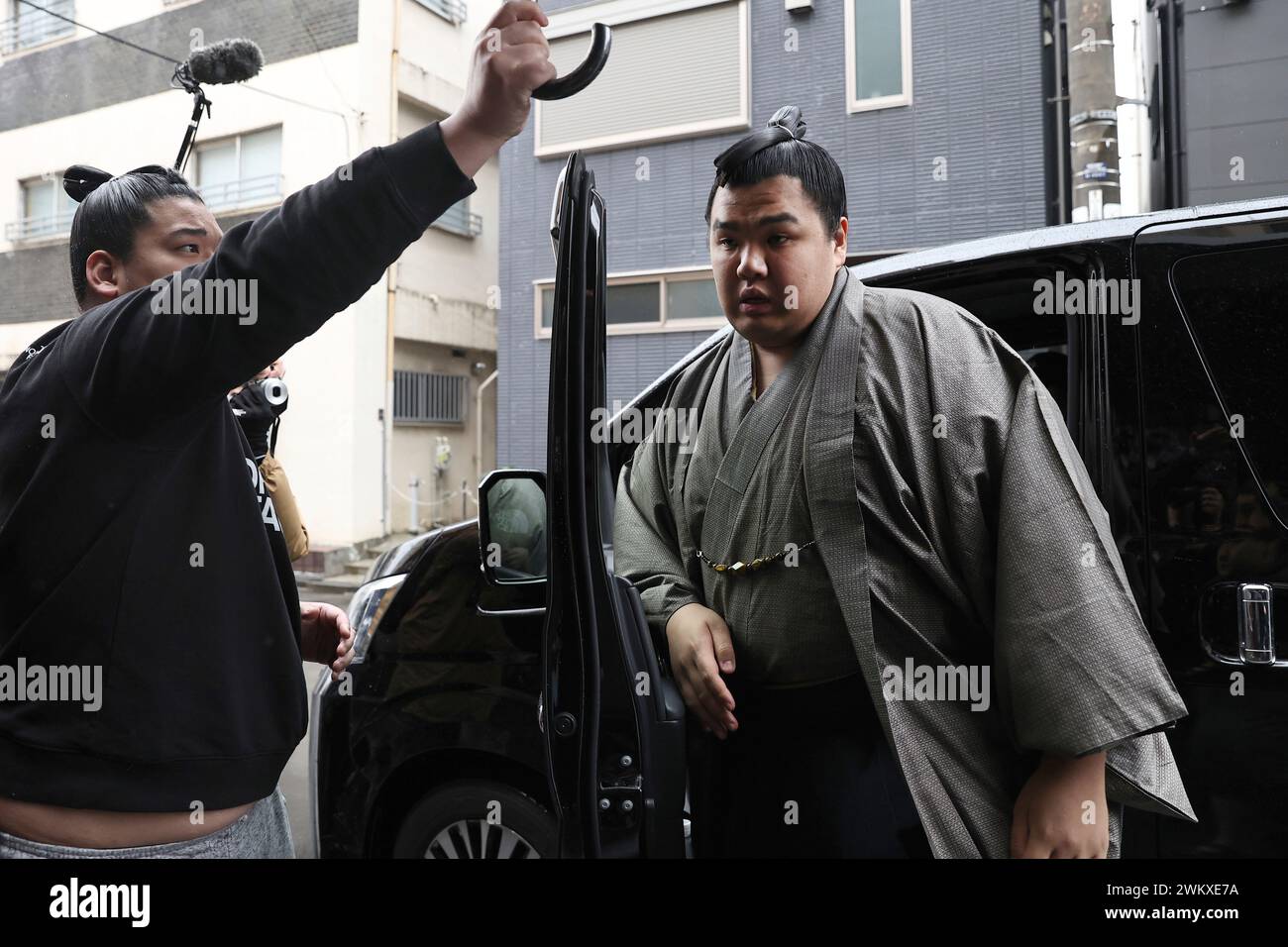 Sumo wrestler Hokuseiho Osamu who belongs to Miyagino stable arrives at ...