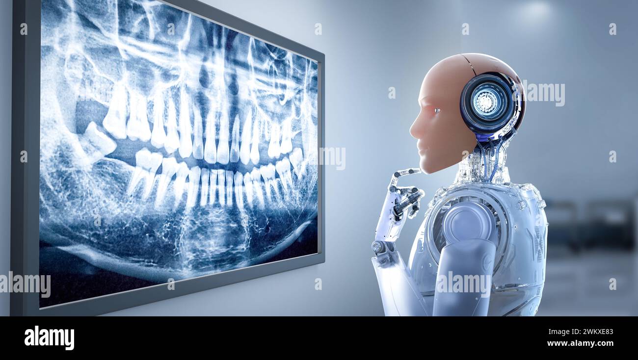 Medical technology concept with 3d rendering artificial skin robot ...