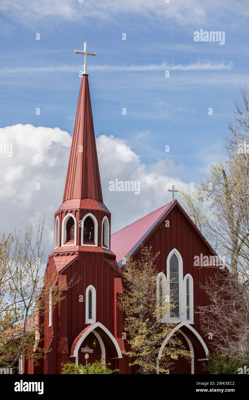 Spring time view of a historic church in downtown Sonora, California ...