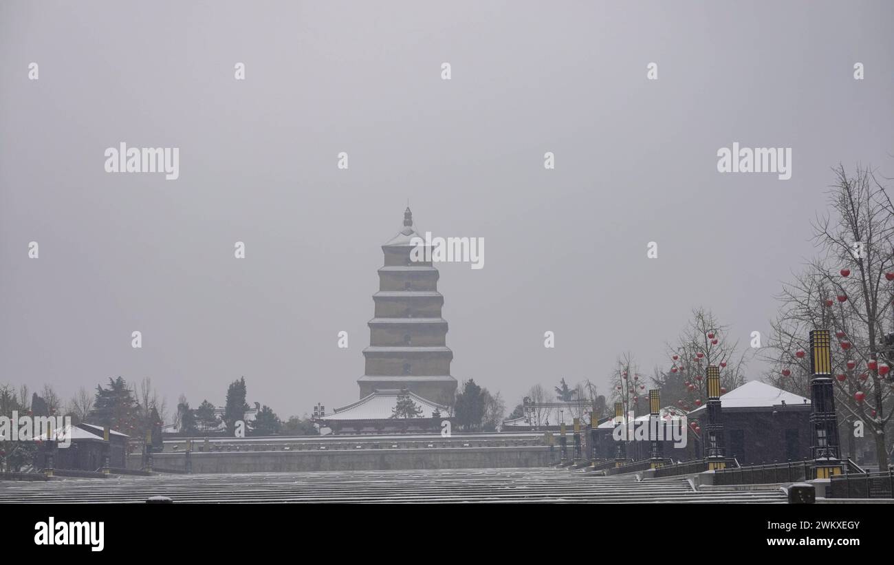 XI'AN, CHINA - FEBRUARY 23, 2024 - Tourists brave snow to visit the ...