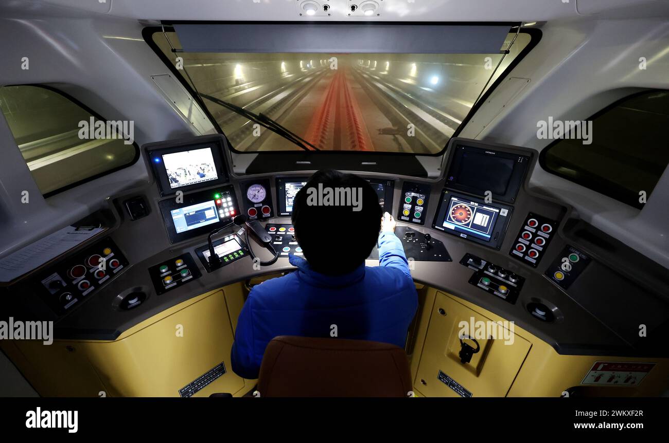 23rd Feb, 2024. Test run of GTX-A commuter rail network A driver in the ...