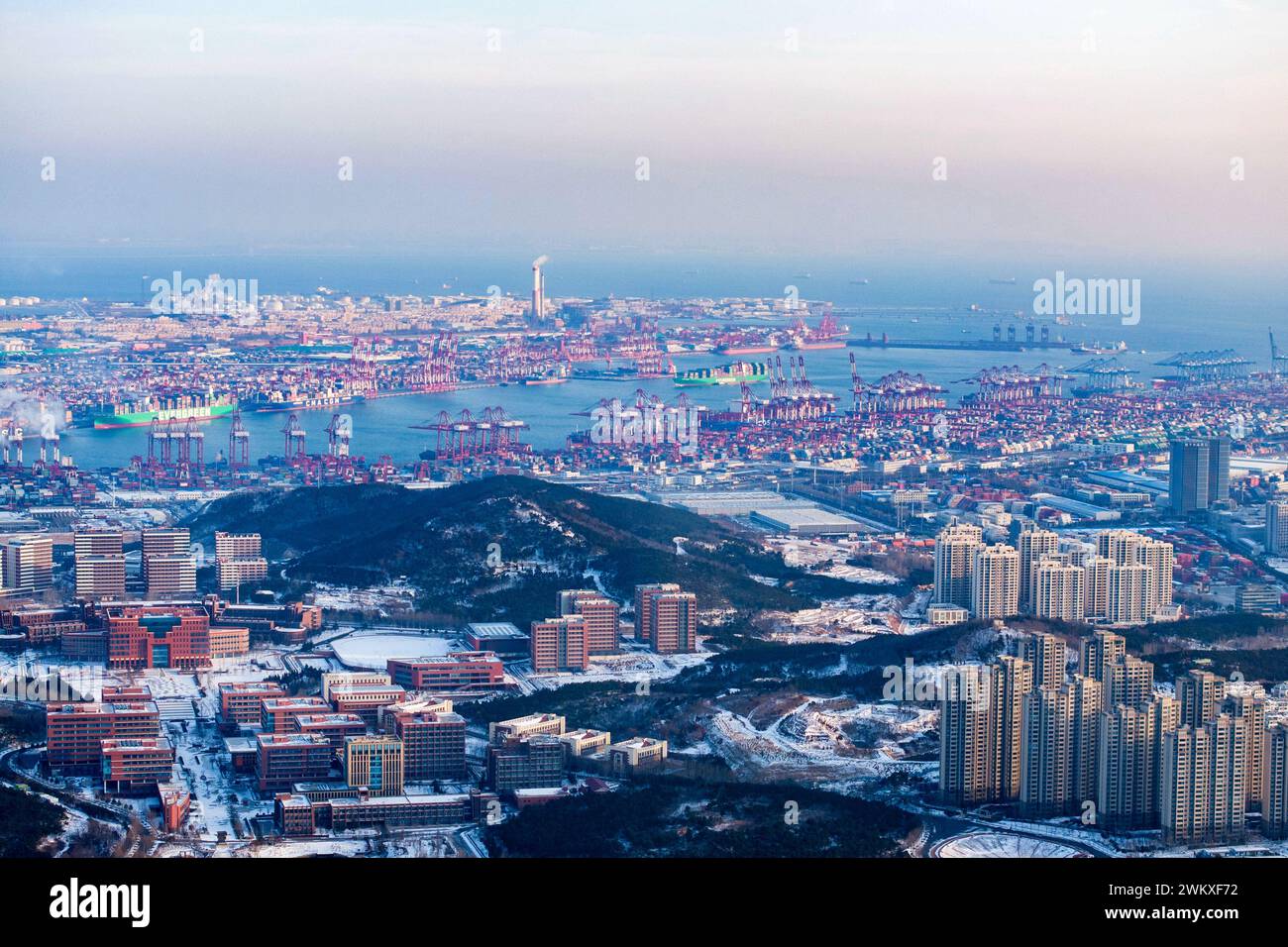 QINGDAO, CHINA - FEBRUARY 23, 2024 - A cargo ship loaded with ...