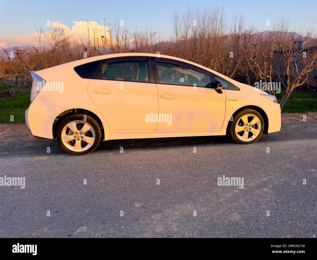 Toyota Prius white car: Swat, Pakistan - 20 february 2024 Stock Photo ...