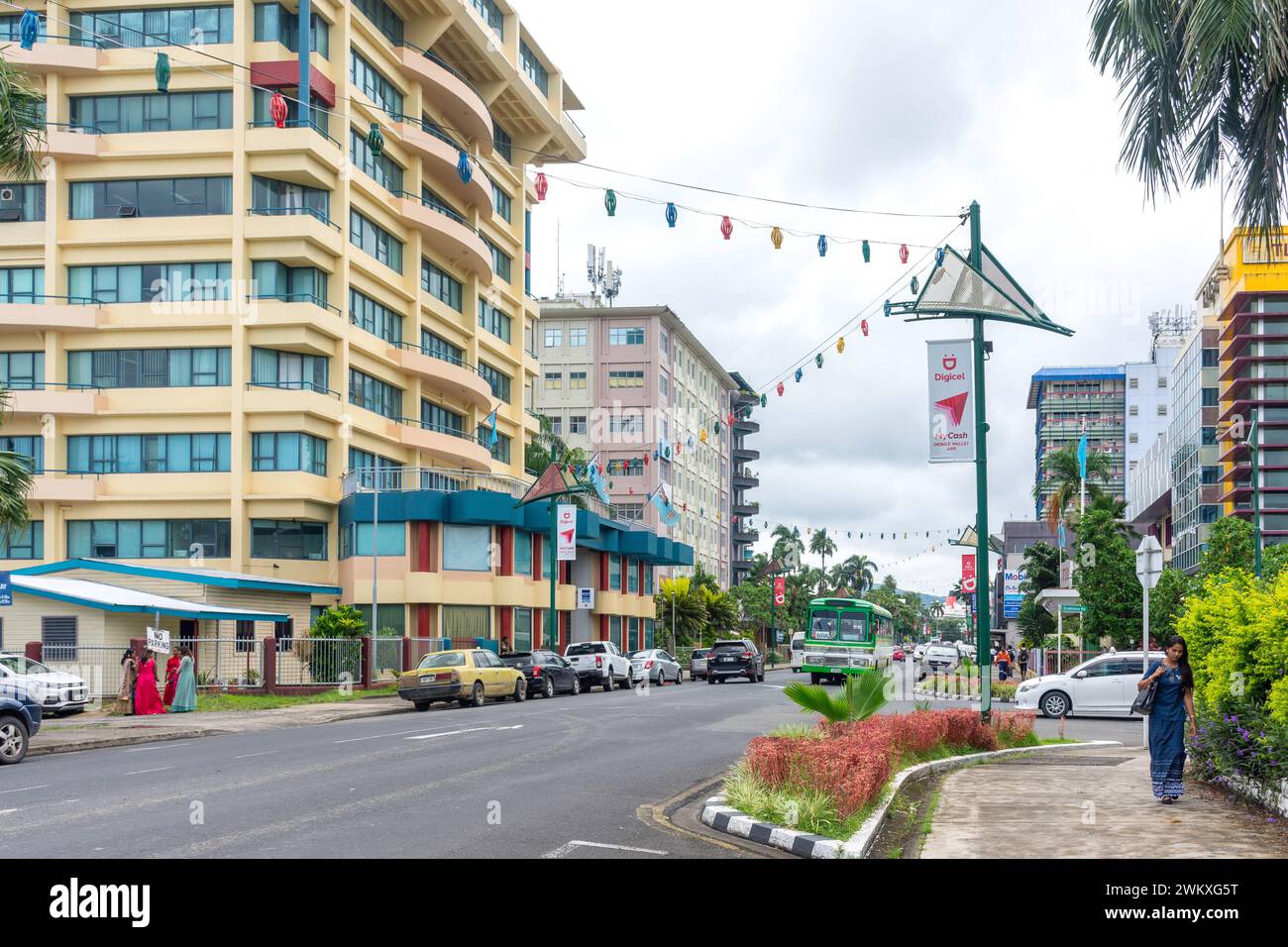 Street scene, Victoria Parade, Suva, Viti Levu, Republic of Fiji Stock ...