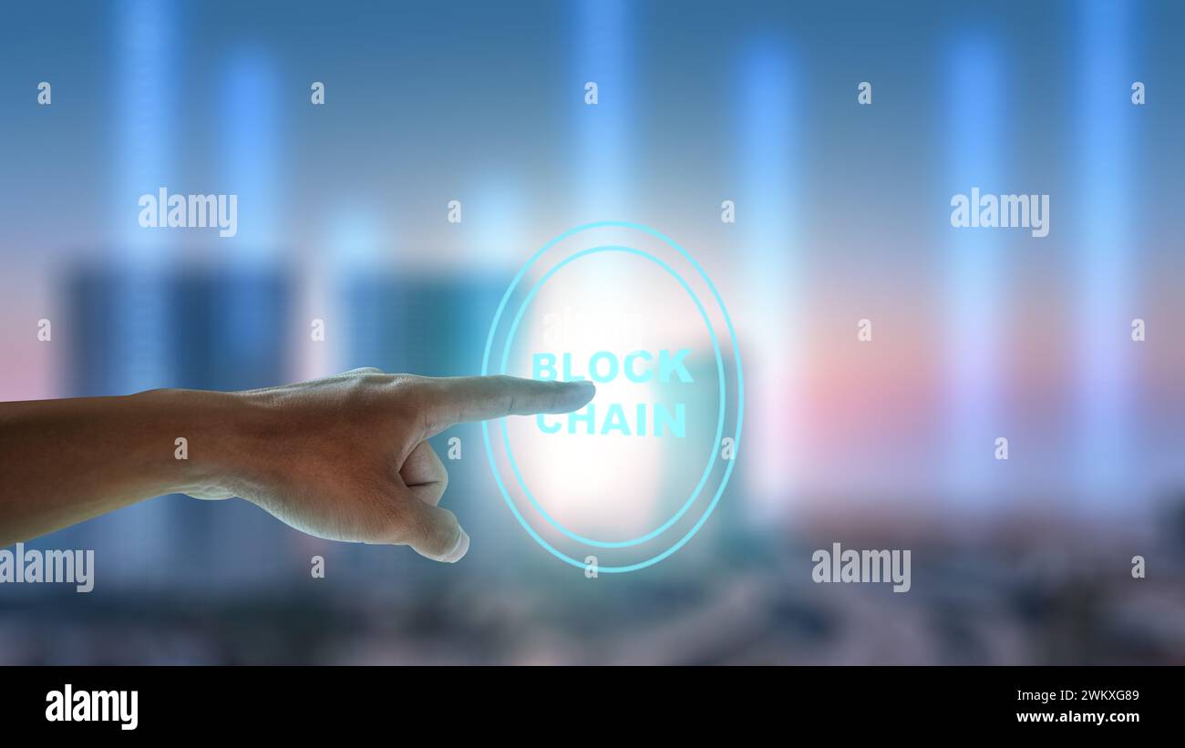 Hands touching virtual button hi-res stock photography and images - Alamy