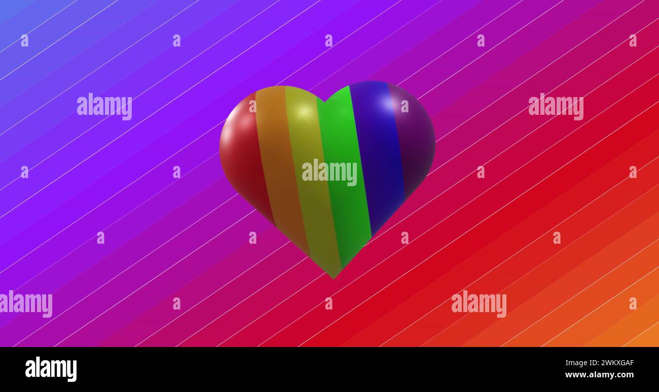 Image of rainbow heart moving on colorful background Stock Photo - Alamy