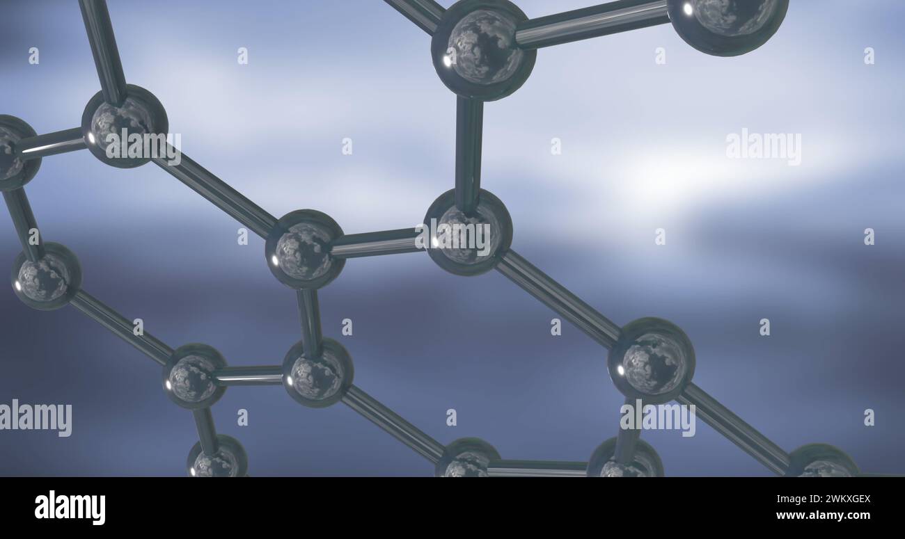 Image of 3d micro of molecules on blue background Stock Photo - Alamy
