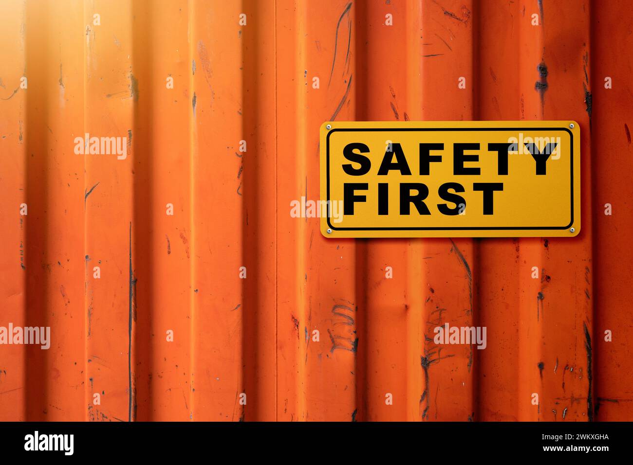 Yellow sign with 'safety first' text. Safety first concept Stock Photo ...