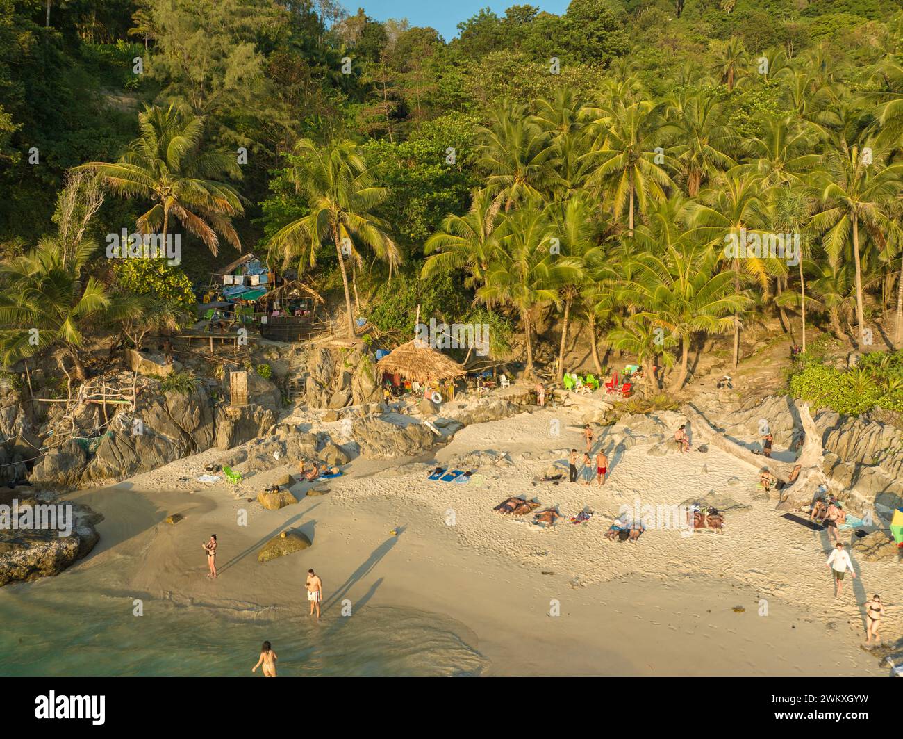 Freedom Beach has a small beach separated by large rocks at the end of ...
