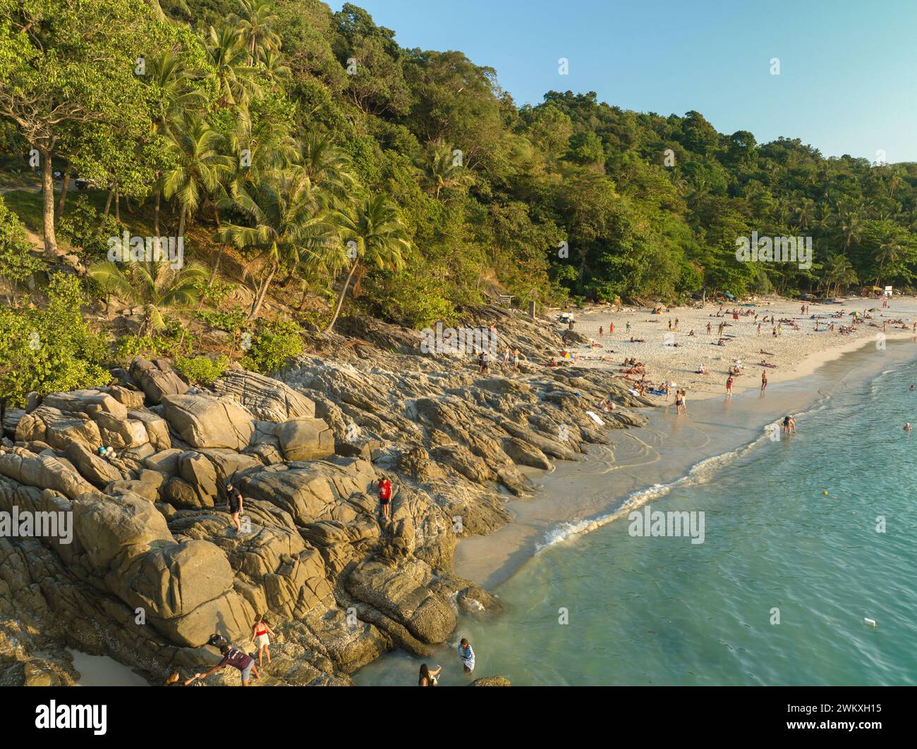 Freedom Beach has a small beach separated by large rocks at the end of ...